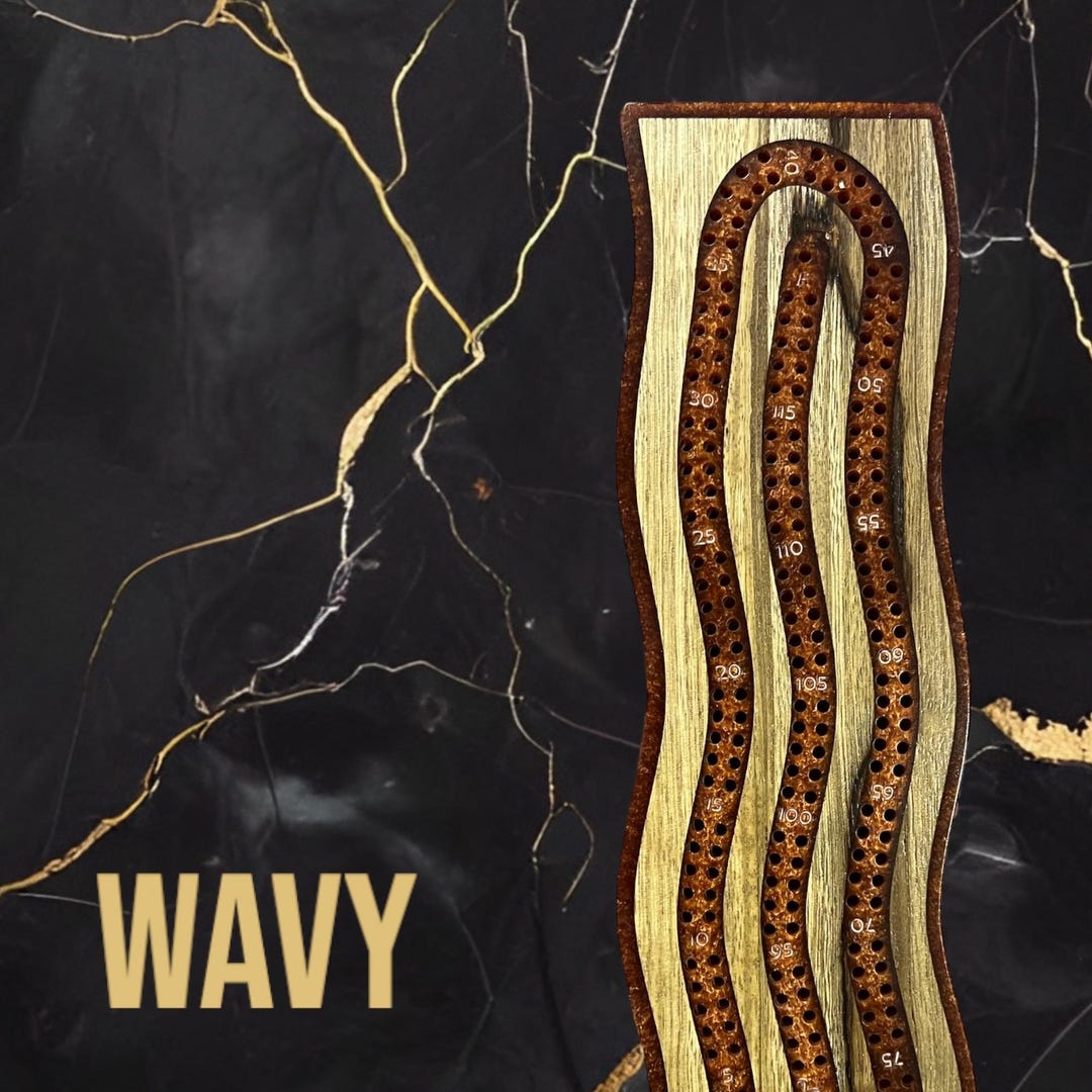 Copper Wavy Series Cribbage Board | Beautiful Hardwood & Epoxy Resin ...