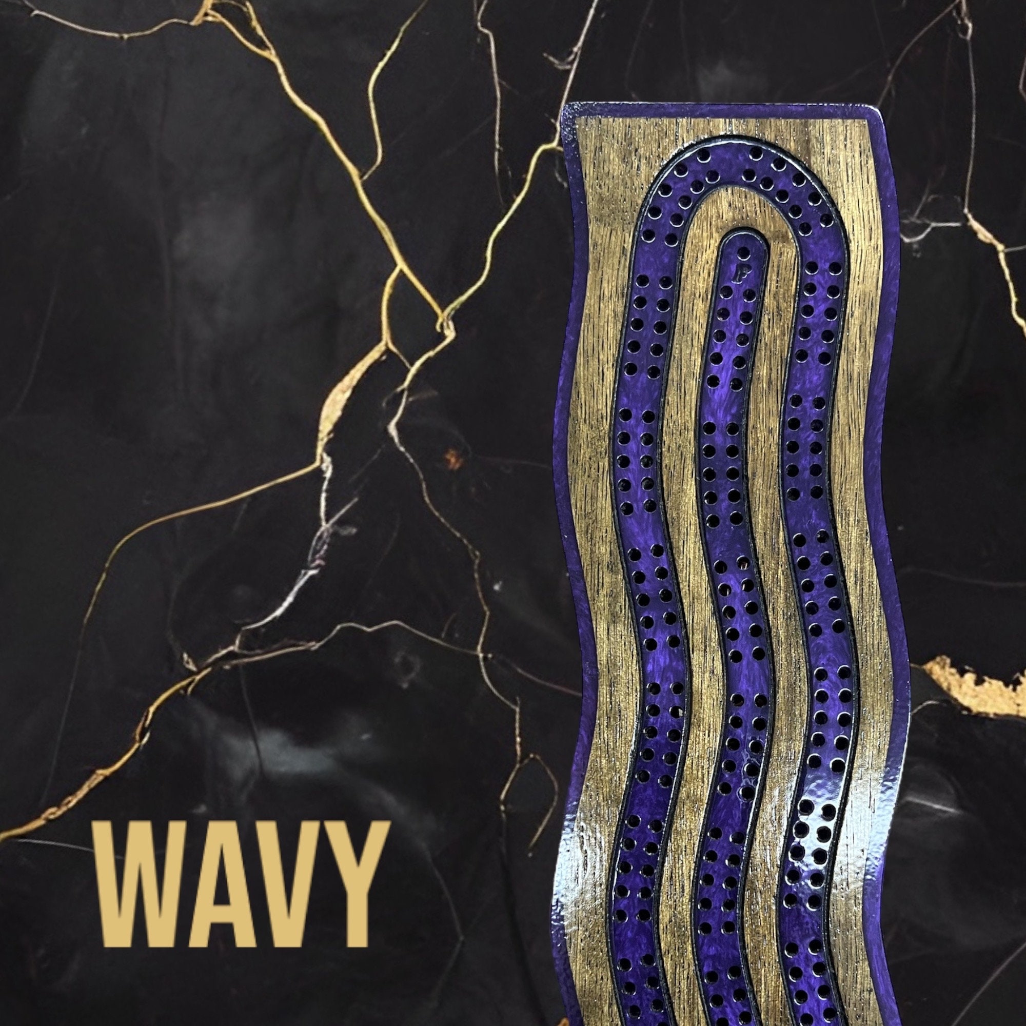 Purple Wavy Series Cribbage Board | Beautiful Hardwood & Epoxy Resin ...