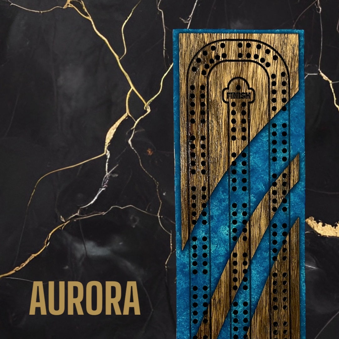Turquoise Aurora Series Cribbage Board | Beautiful Hardwood & Epoxy ...