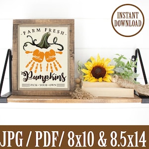 Farm Fresh PUMPKIN Keepsake Fall - Handprint Butt Print Footprint Craft ...