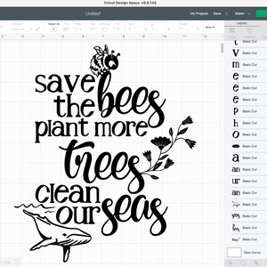 Save the Bees Plant More Trees Save Our Seas - Nature EARTH DAY - SVG ...