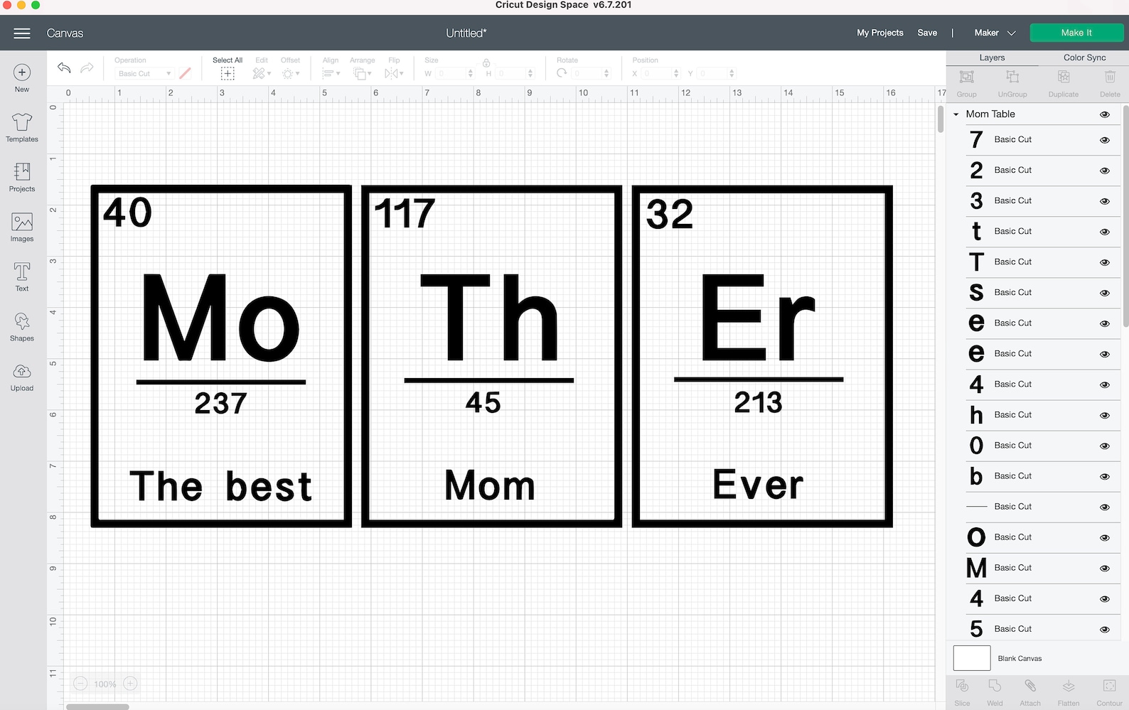 Mother - MOTHERS DAY Gift Periodic Table of Elements - SVG, Png, Jpg ...