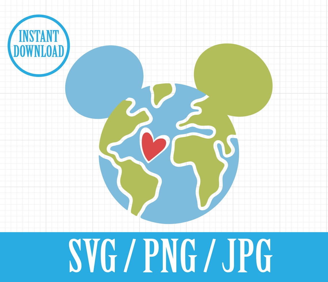 Mickey Mouse Head Earth - Día de la Tierra / Naturaleza - SVG, Png, Jpg ...