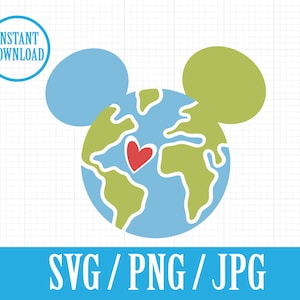 Mickey Mouse Head Earth - Earth Day / Nature - SVG, Png, Jpg - Instant ...