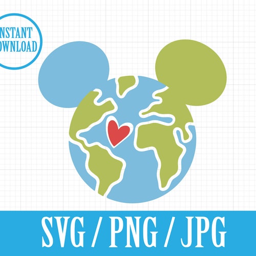 Mickey Mouse Head Earth Earth Day / Nature SVG Png Jpg - Etsy