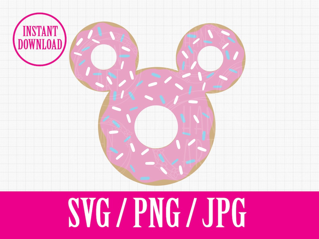 Pink Mickey Doughnut | Minnie Disneyland Park | Layered | SVG Png Jpg ...