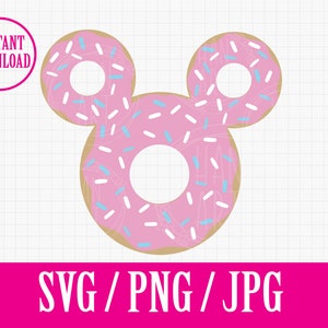 Pink Mickey Doughnut | Minnie Disneyland Park | Layered | SVG Png Jpg ...