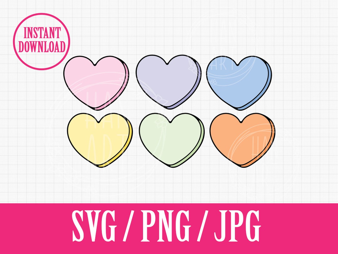 Valentine's Day Blank Conversation Hearts | SVG Png Jpg | Instant File ...