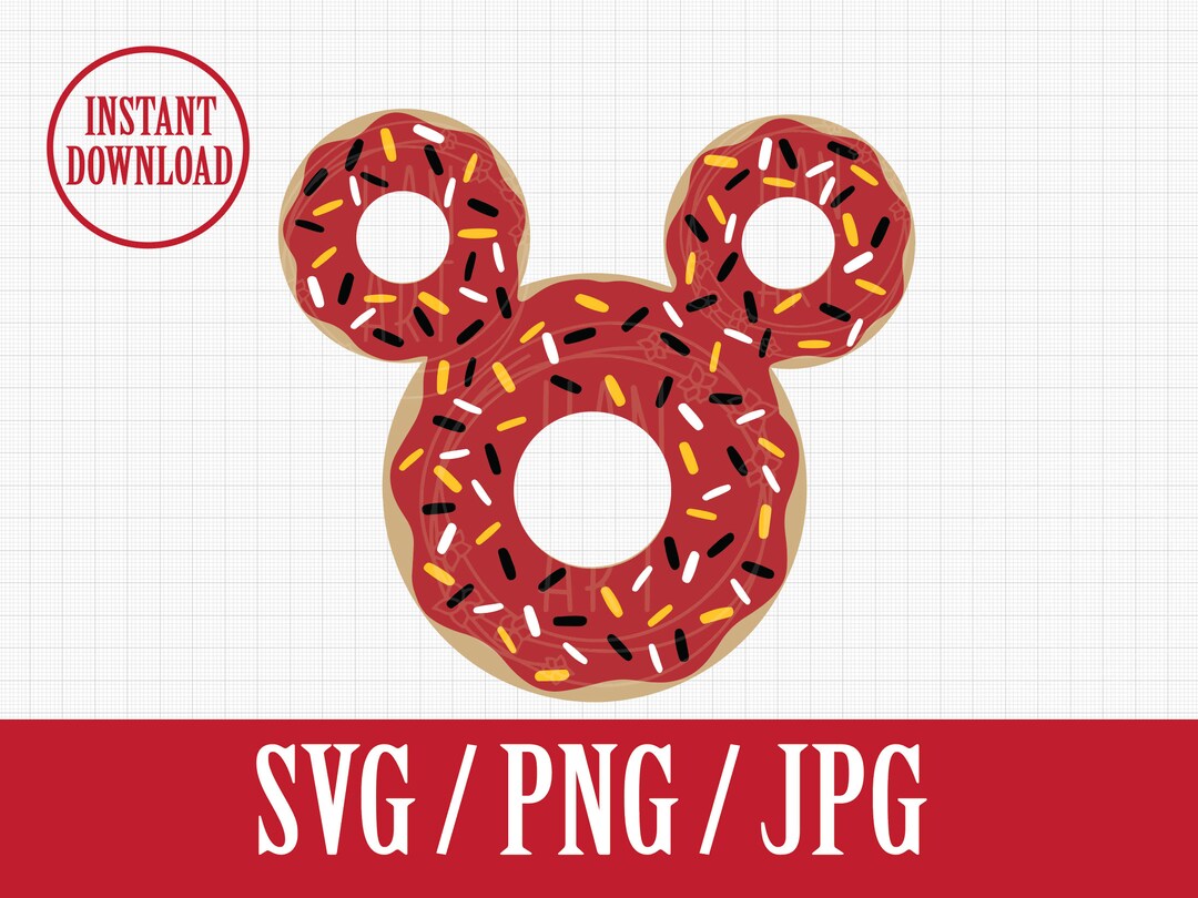 Red Mickey Doughnut | Disneyland Park | Layered | SVG Png Jpg | Instant ...