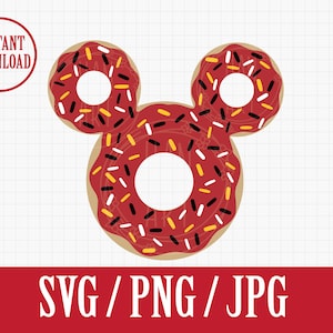 Red Mickey Doughnut | Disneyland Park | Layered | SVG Png Jpg | Instant ...