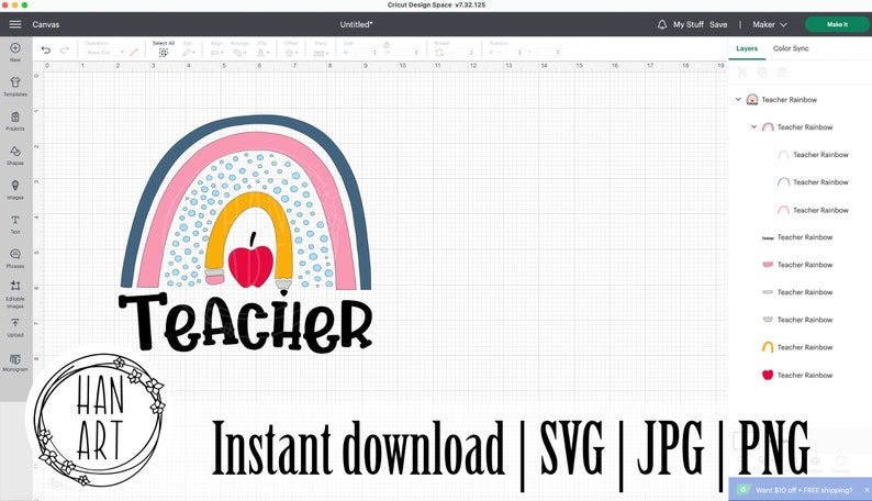 Teacher Rainbow Education Teach School SVG Png Jpg - Etsy