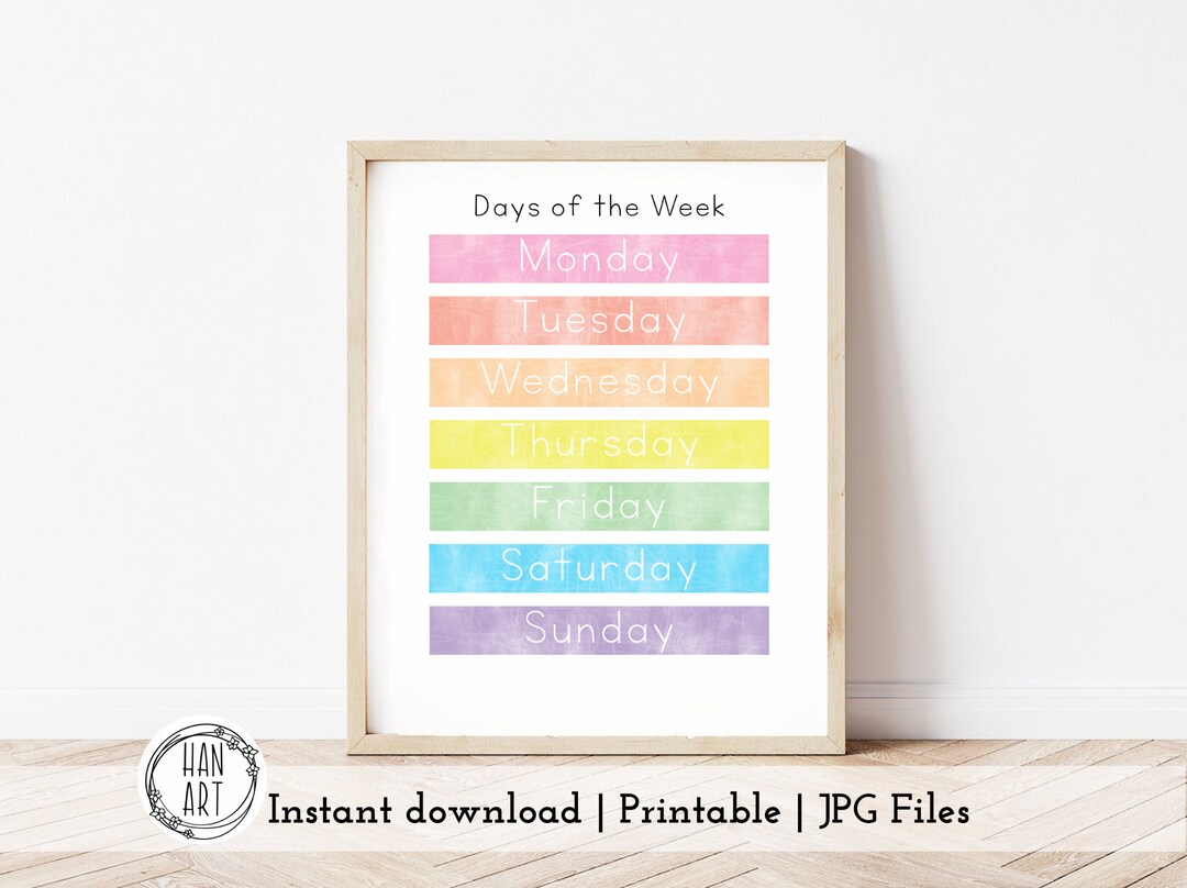 Days of the Week Printable | Watercolor PRINTABLE | Educational ...