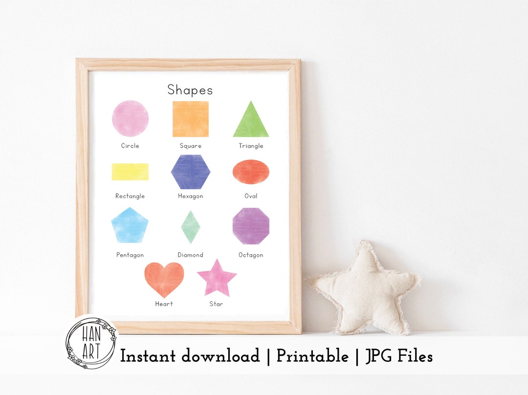 Shapes Printable | Watercolor PRINTABLE | Educational MONTESSORI ...