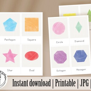 Watercolor Shape Flashcards | PRINTABLE | MONTESSORI | PRESCHOOL ...