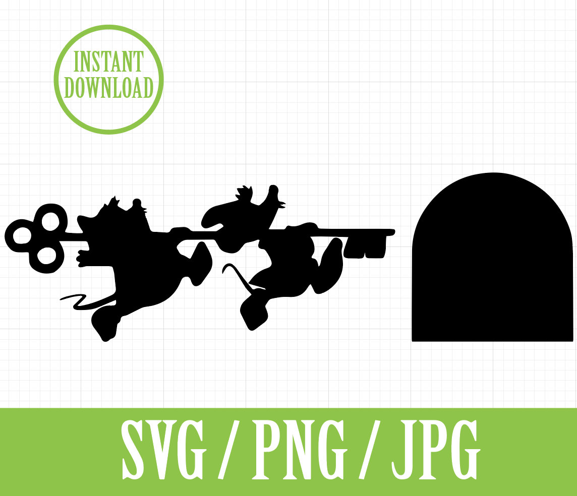 Cinderella Jaq and Gus Keyhole SVG PNG JPG Instant Zip | Etsy