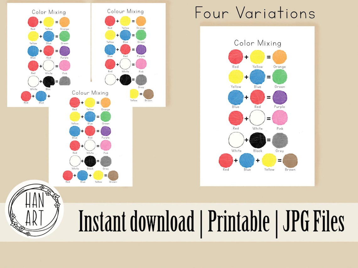 Color Mixing Printable | Watercolor Paint PRINTABLE | Educational ...