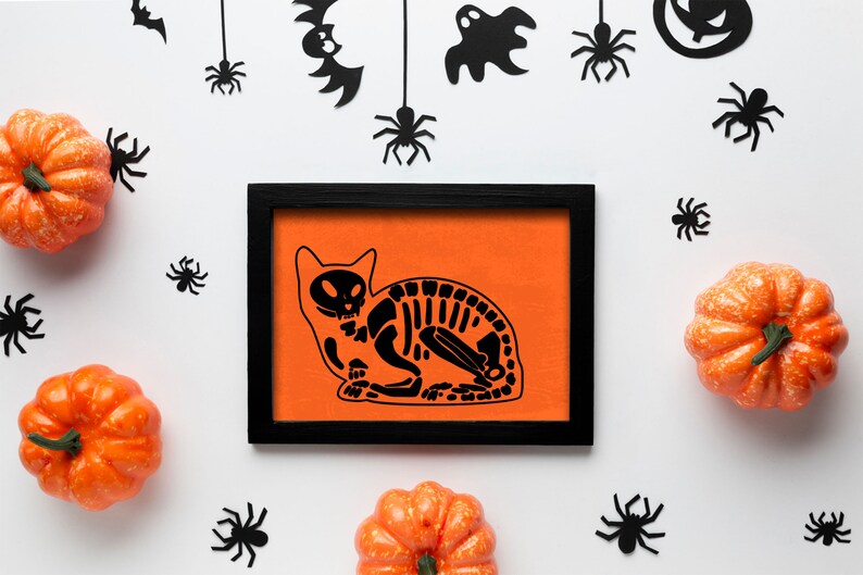 Spooky Skeleton Cat Halloween - SVG, Png, Jpg - Instant File Download ...