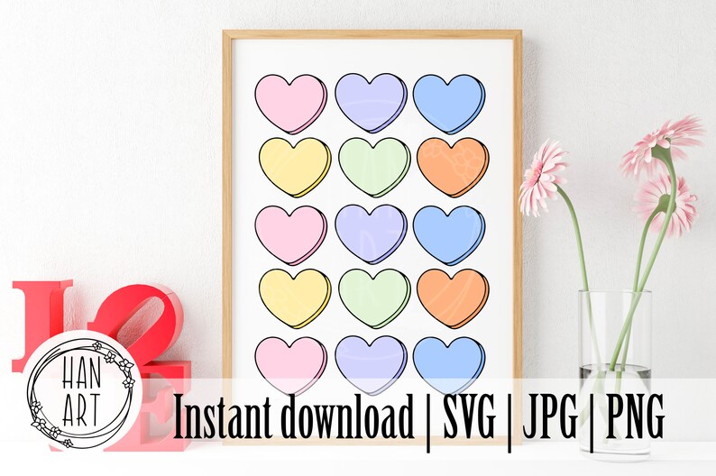 Valentine's Day Blank Conversation Hearts | SVG Png Jpg | Instant File ...