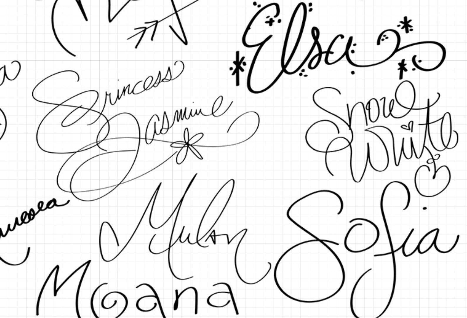 Disney Princess Signatures Bundle SVG PNG JPG Instant Download - Etsy