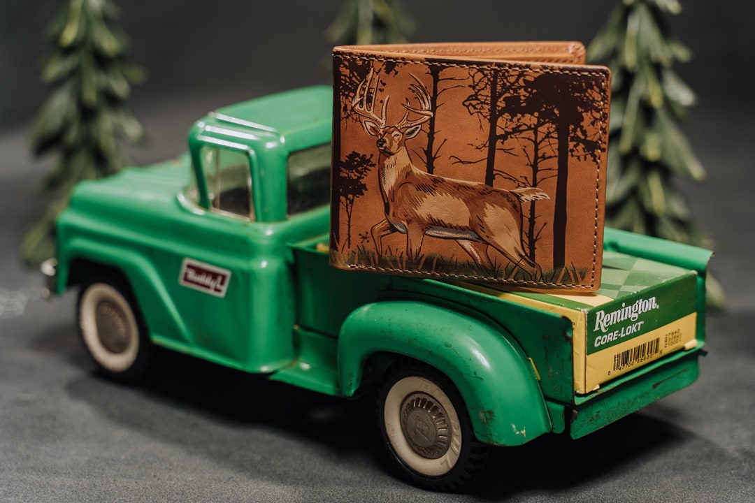 Deer in the Woods BIFOLD Walletmen's Leather Walletpersonalized ...