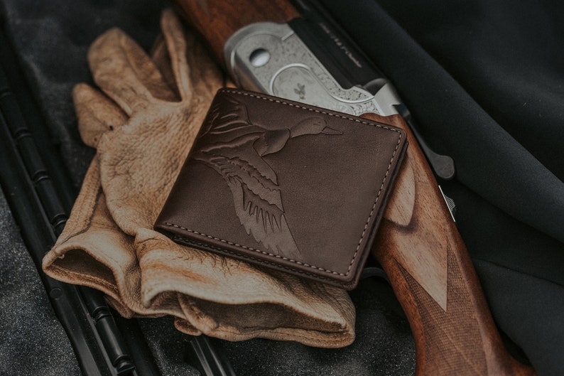 Duck BIFOLD Leather Wallet Duck Hunting Mens Leather Wallet | Etsy