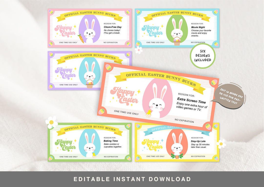 Printable Easter Bunny Bucks • Printable Easter Egg Filler • Editable ...