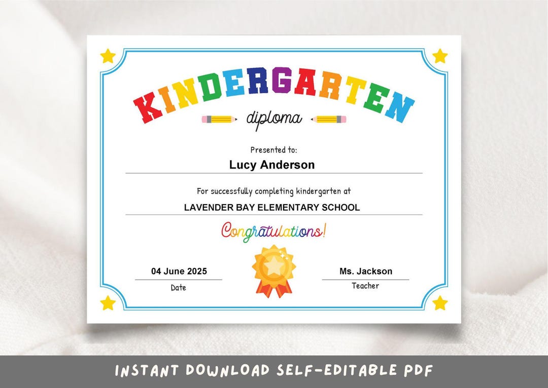 Kindergarten Diploma Certificate Template • Printable Kindergarten ...