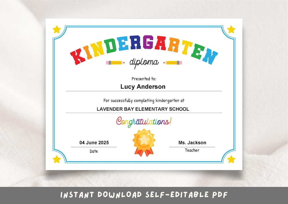 Kindergarten Diploma Certificate Template • Printable Kindergarten ...