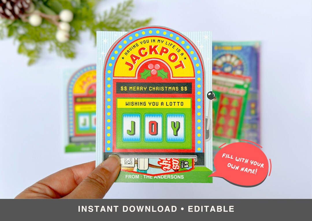 Christmas Lottery Ticket Holder Printable | DIY Instant Download ...