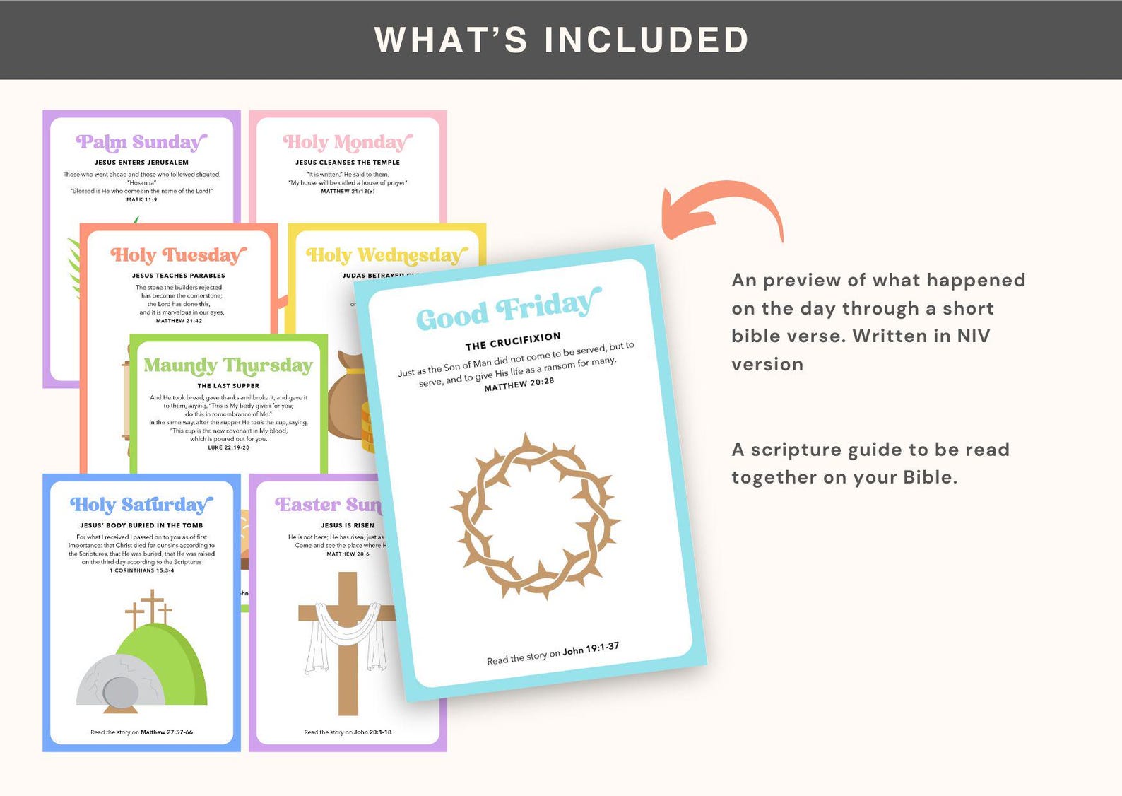 Kids Holy Week Easter Story Cards • Easter Story Printables for Kids ...