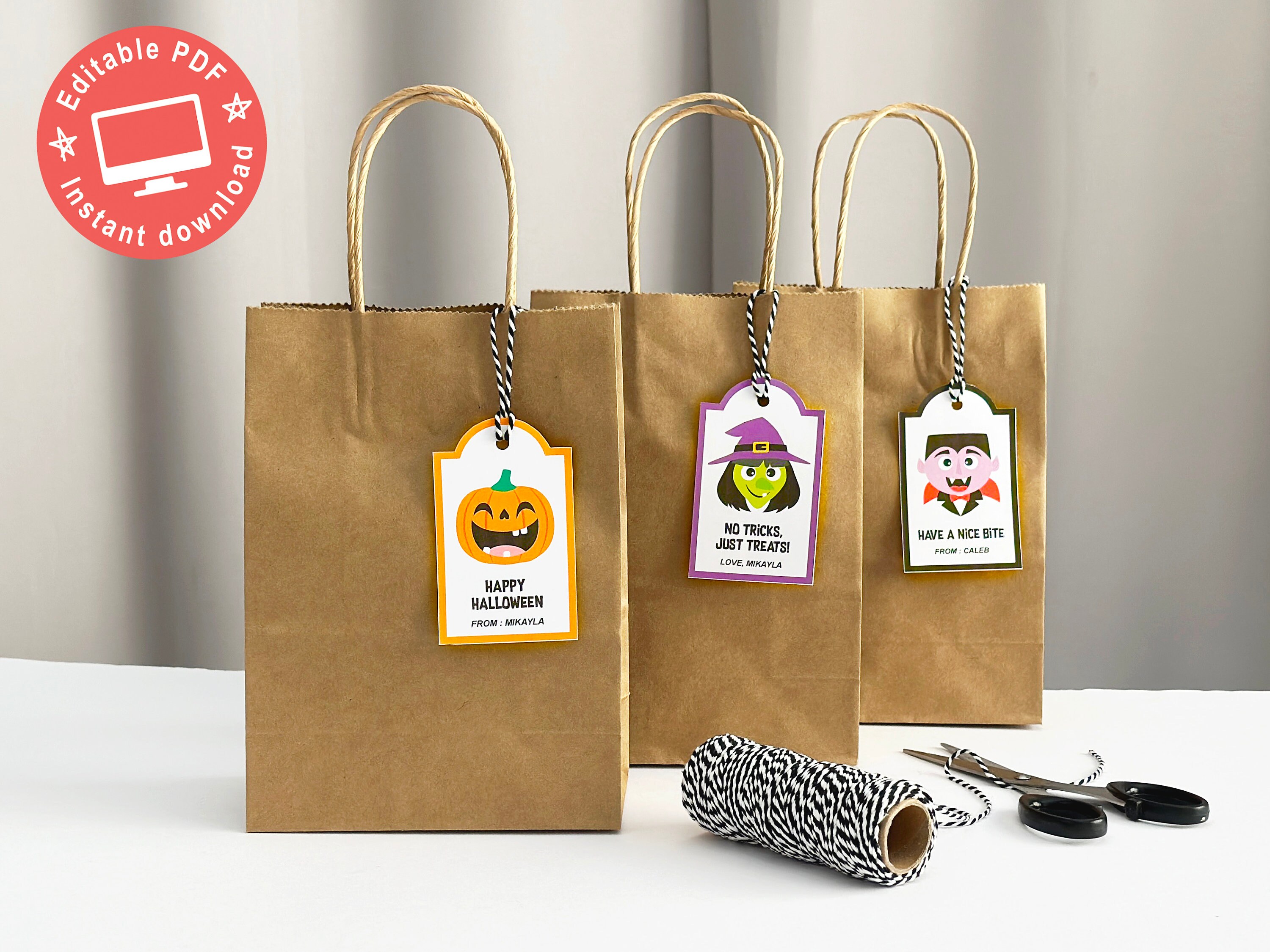 Halloween Gift Tags (5 Designs Included) EDITABLE | Personalised ...