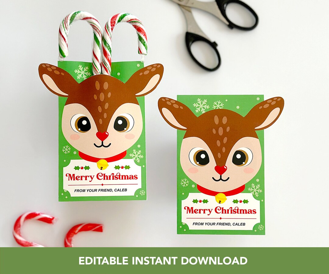 Reindeer Candycane Holder Printable | Personalised Candycane Holder ...