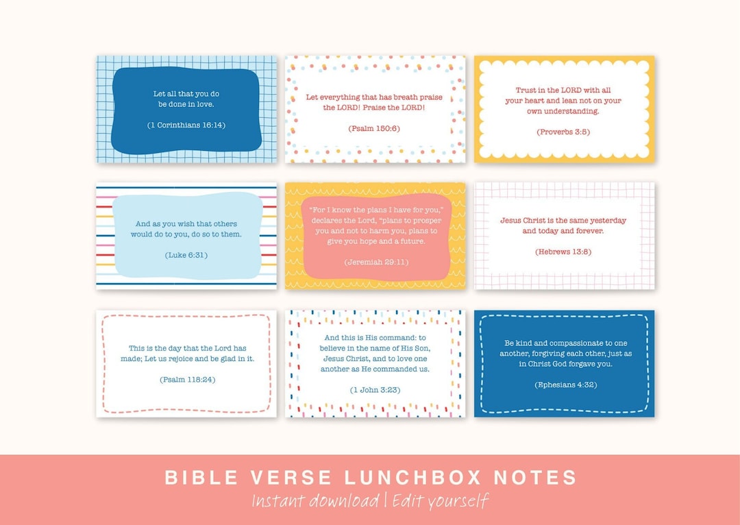 Bible Verse Lunchbox Notes | Printable Lunchbox Cards | Printable Faith ...