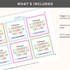 Printable Birthday Gift Tag | Sweet Birthday Tag | Editable Happy ...