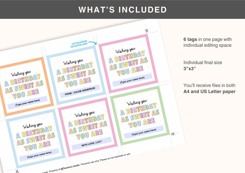 Printable Birthday Gift Tag | Sweet Birthday Tag | Editable Happy ...