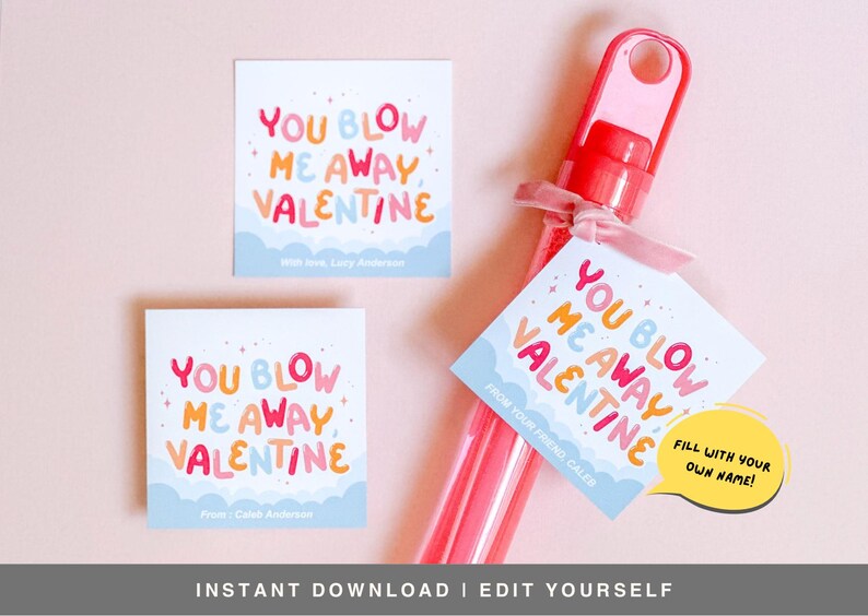 You Blow Me Valentine Gift Tag Printable | Bubble Valentine Gift Tag ...