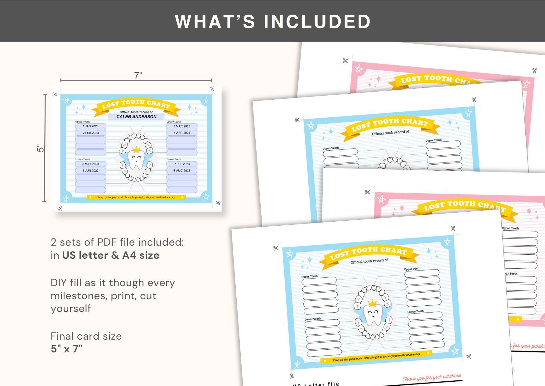 Lost Tooth Chart EDITABLE | Personalised Lost Tooth Tracker | Tooth ...