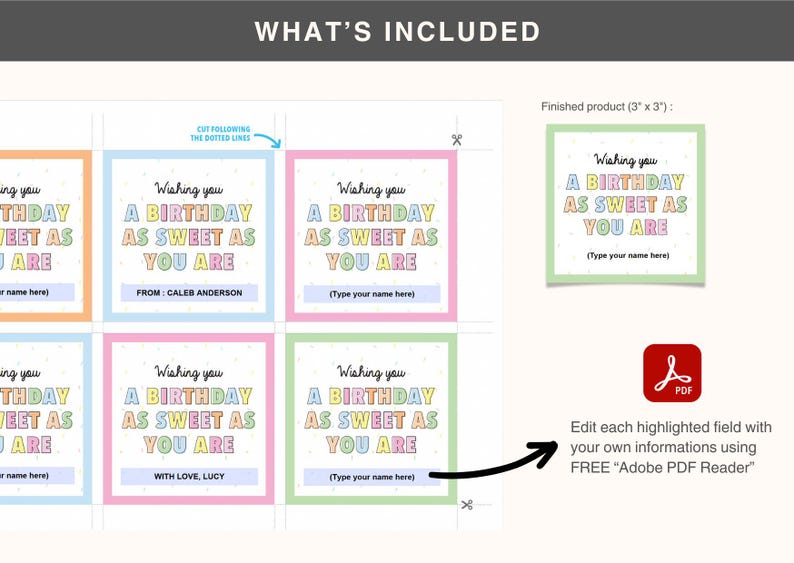 Printable Birthday Gift Tag | Sweet Birthday Tag | Editable Happy ...