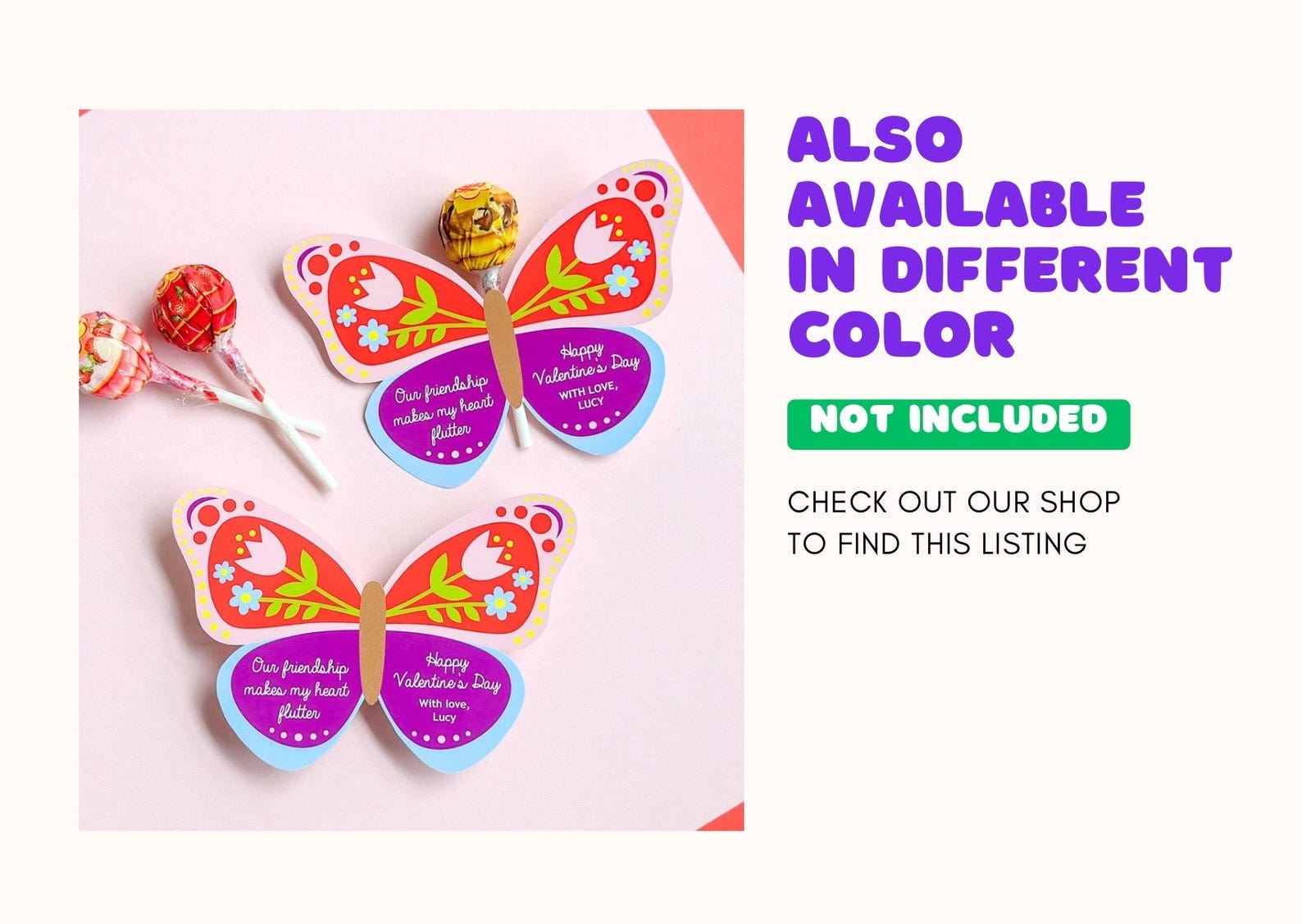 Butterfly Valentine Lollipop Wrap Digital Download | EDITABLE ...