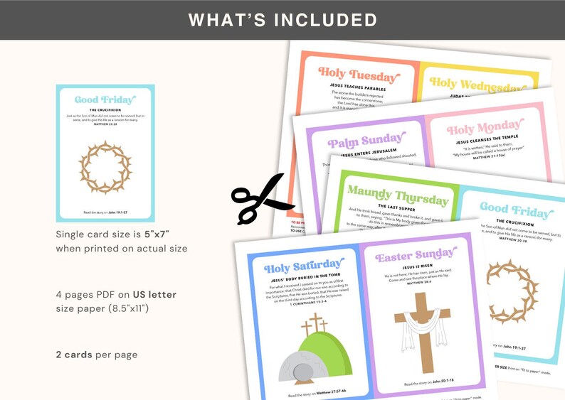 Kids Holy Week Easter Story Cards • Easter Story Printables for Kids ...