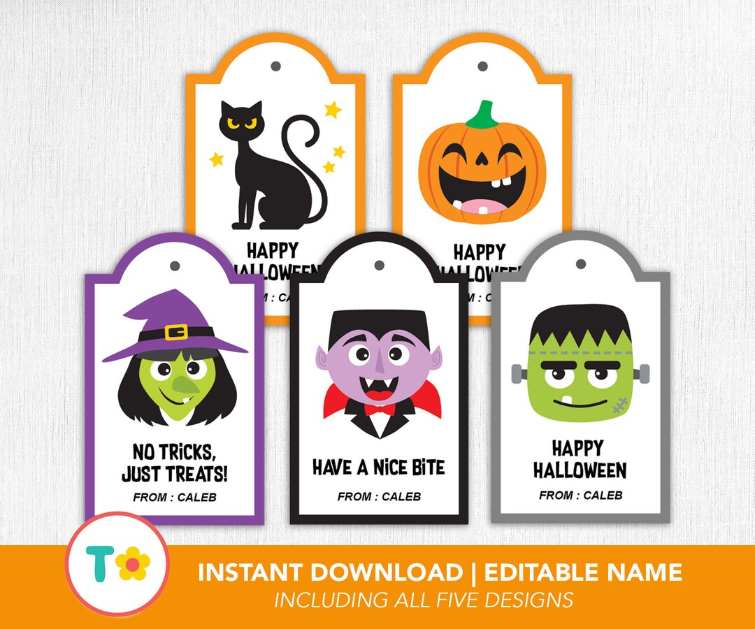 Halloween Gift Tags (5 Designs Included) EDITABLE | Personalised ...