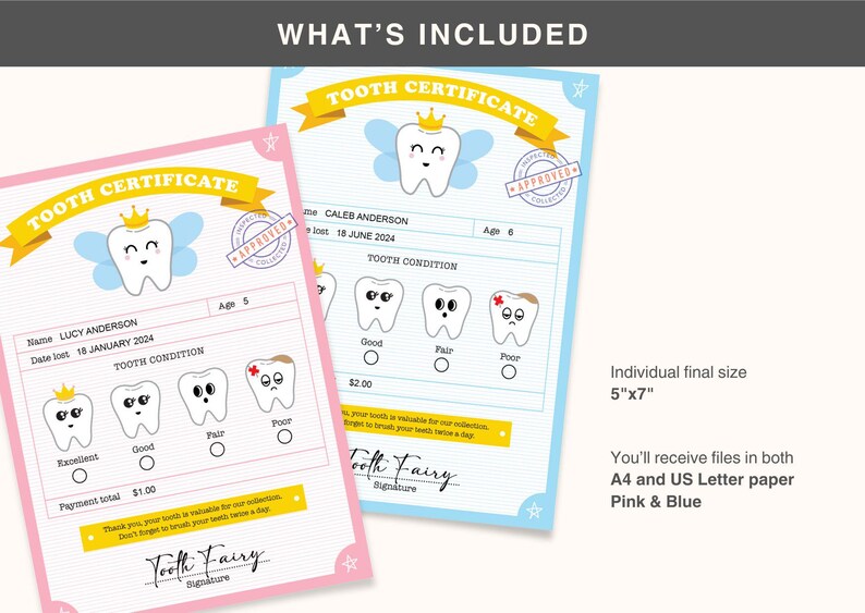Tooth Certificate EDITABLE | Personalised Tooth Fairy Certificate ...