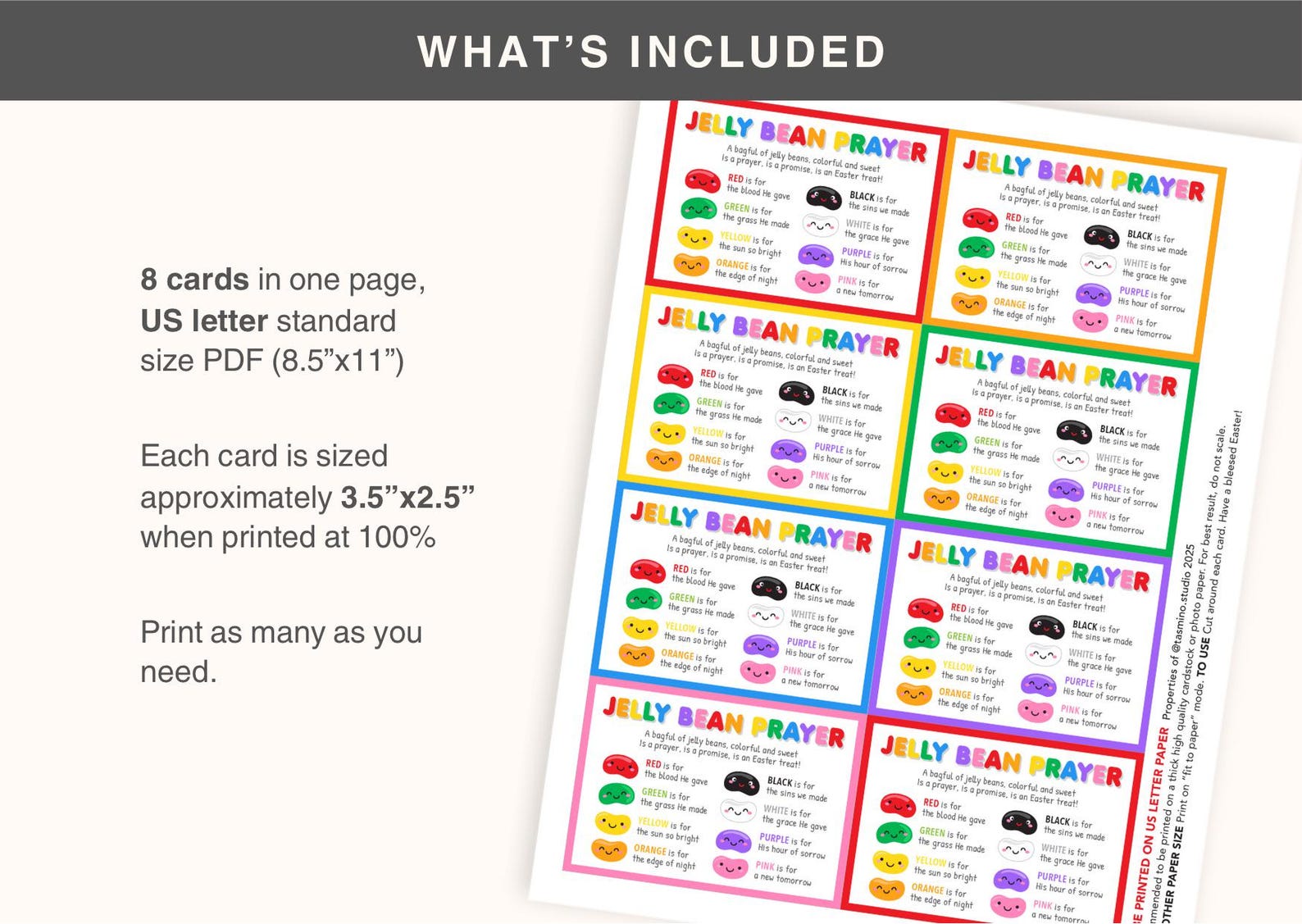 The Easter Jelly Bean Prayer Printable PDF • Easter Jellybean Gospel ...