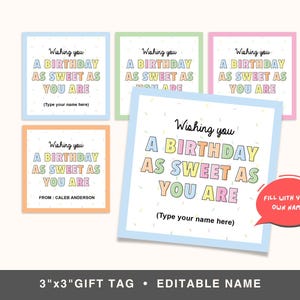 Printable Birthday Gift Tag | Sweet Birthday Tag | Editable Happy ...