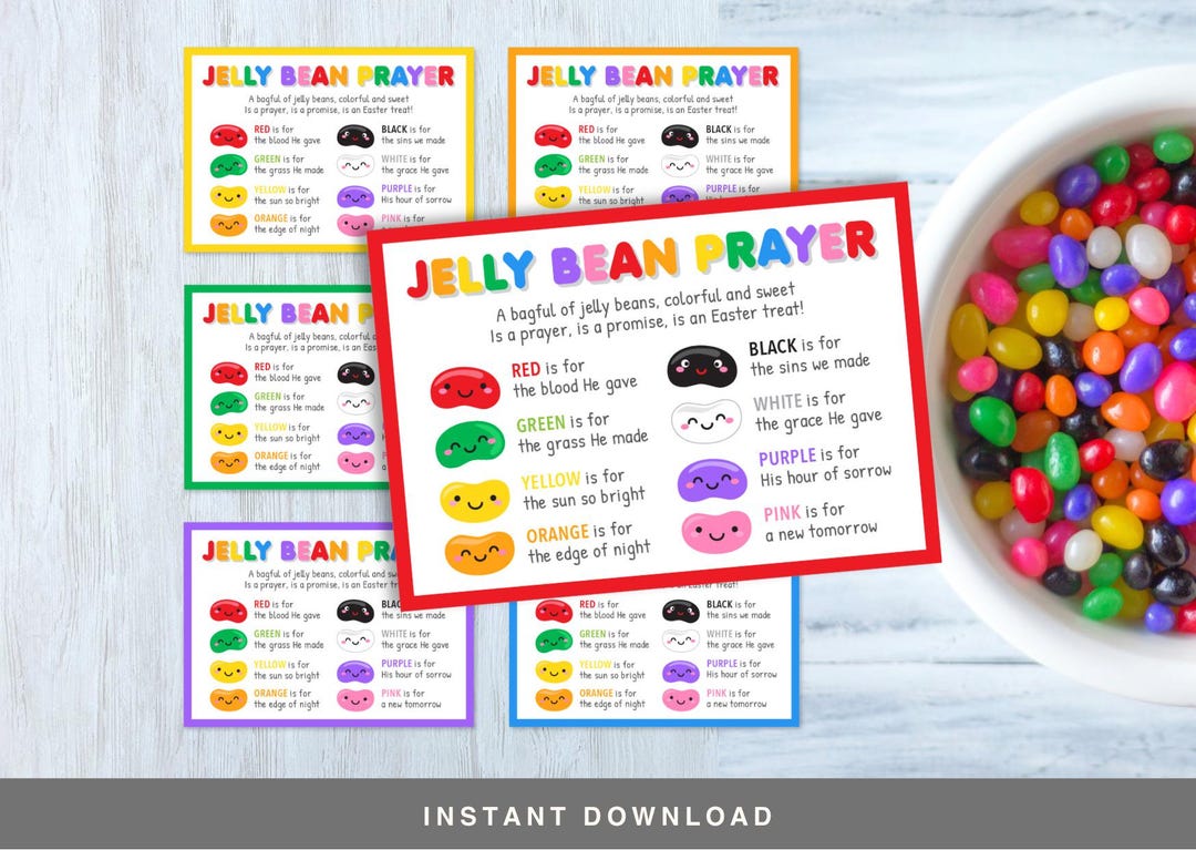 The Easter Jelly Bean Prayer Printable PDF • Easter Jellybean Gospel ...