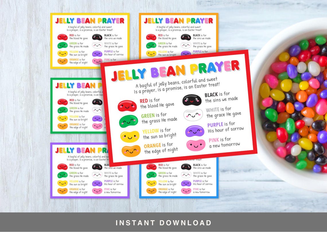 The Easter Jelly Bean Prayer Printable PDF • Easter Jellybean Gospel ...