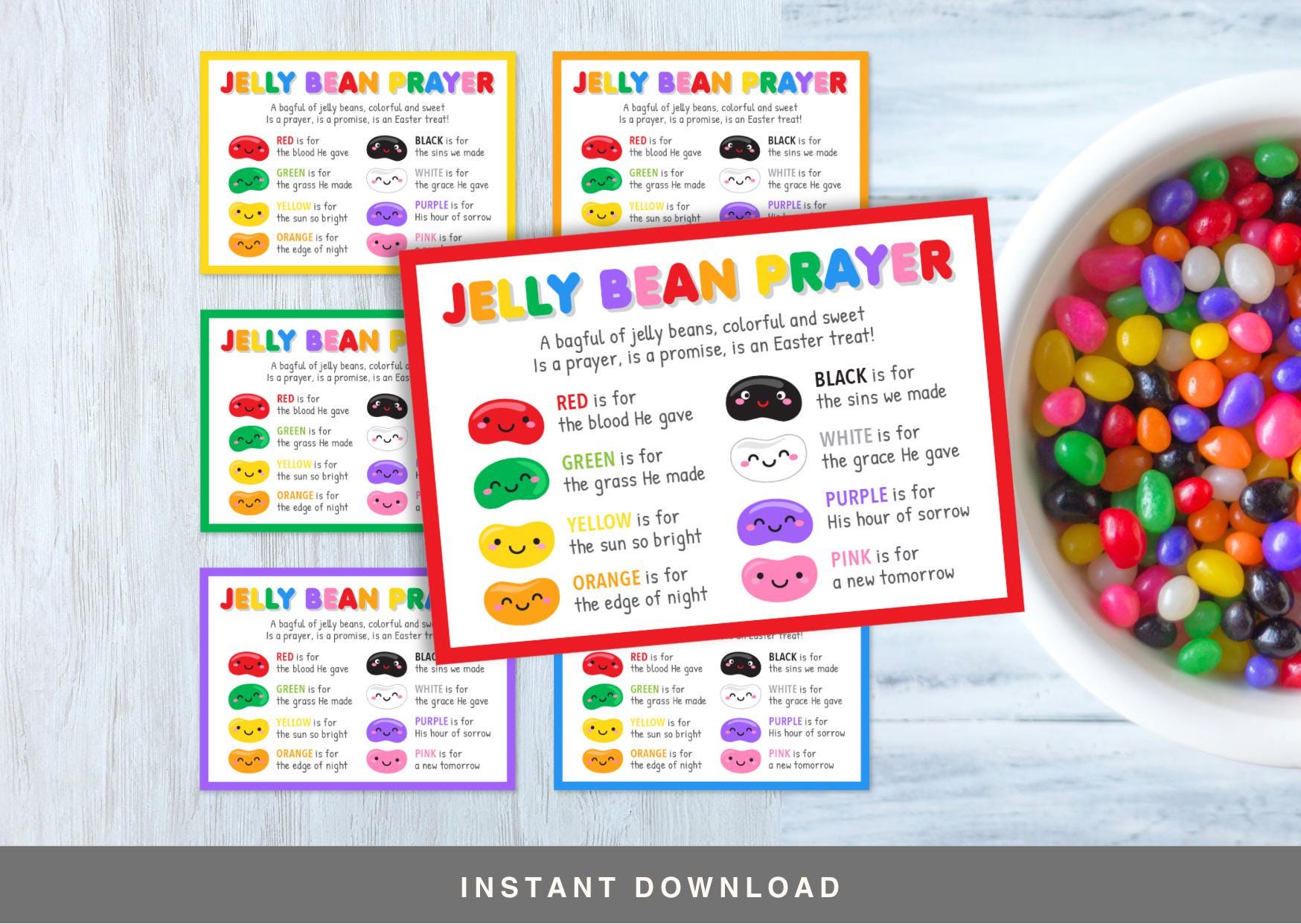 The Easter Jelly Bean Prayer Printable PDF • Easter Jellybean Gospel ...