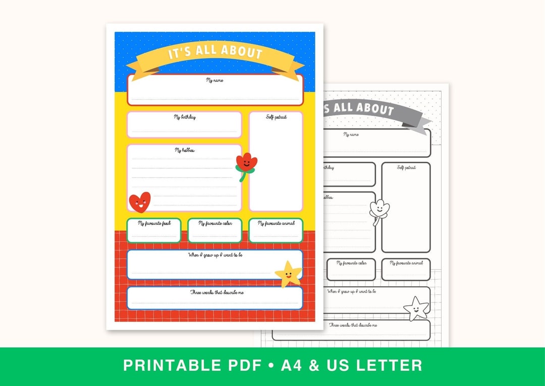 All About Me Printable | Kid Questionnaire | Instant Download - Etsy