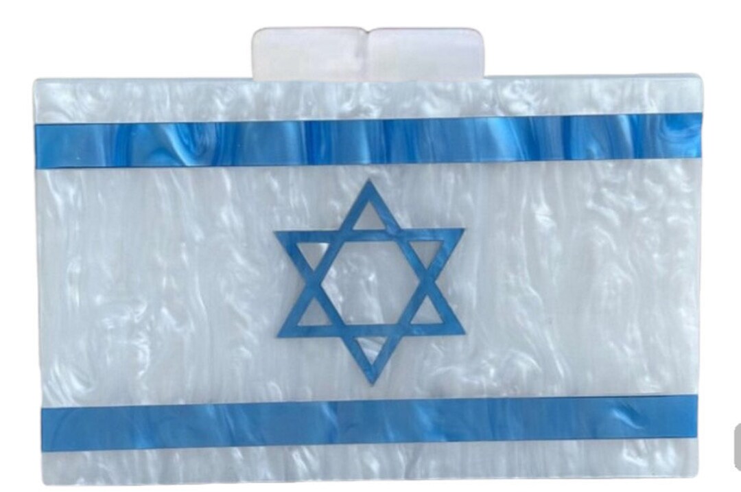Custom Lucite Clutch Jewish Israeli Flag, Star of David, Acrylic, Am ...