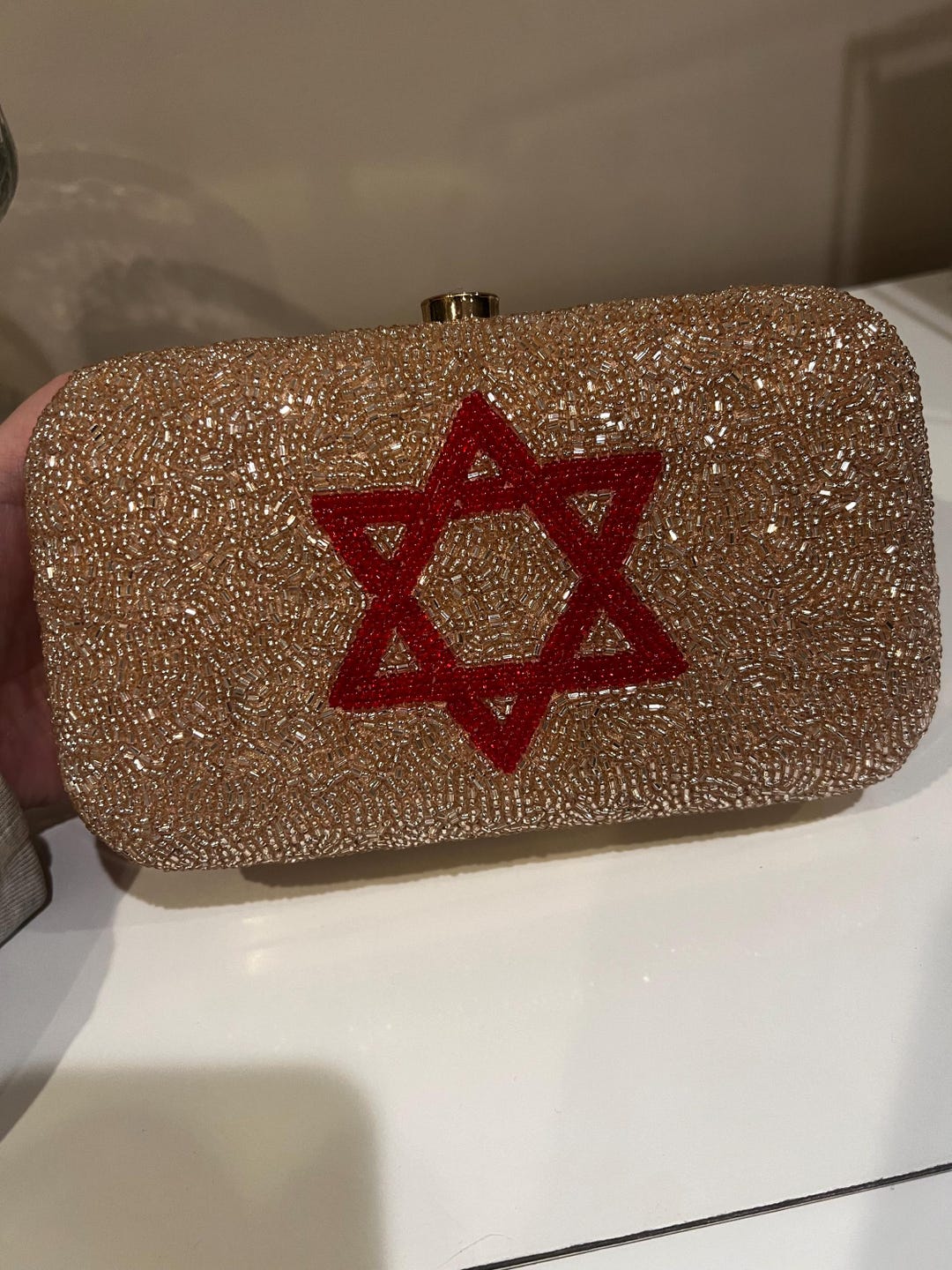 Custom Beaded Israel October 7 Box Clutch, Proud Jew, Flag Clutch ...